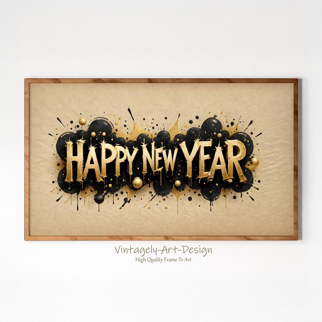 Frame TV Art New Years Eve Hip Hop Graffiti Sign, Happy New Year 4K ...