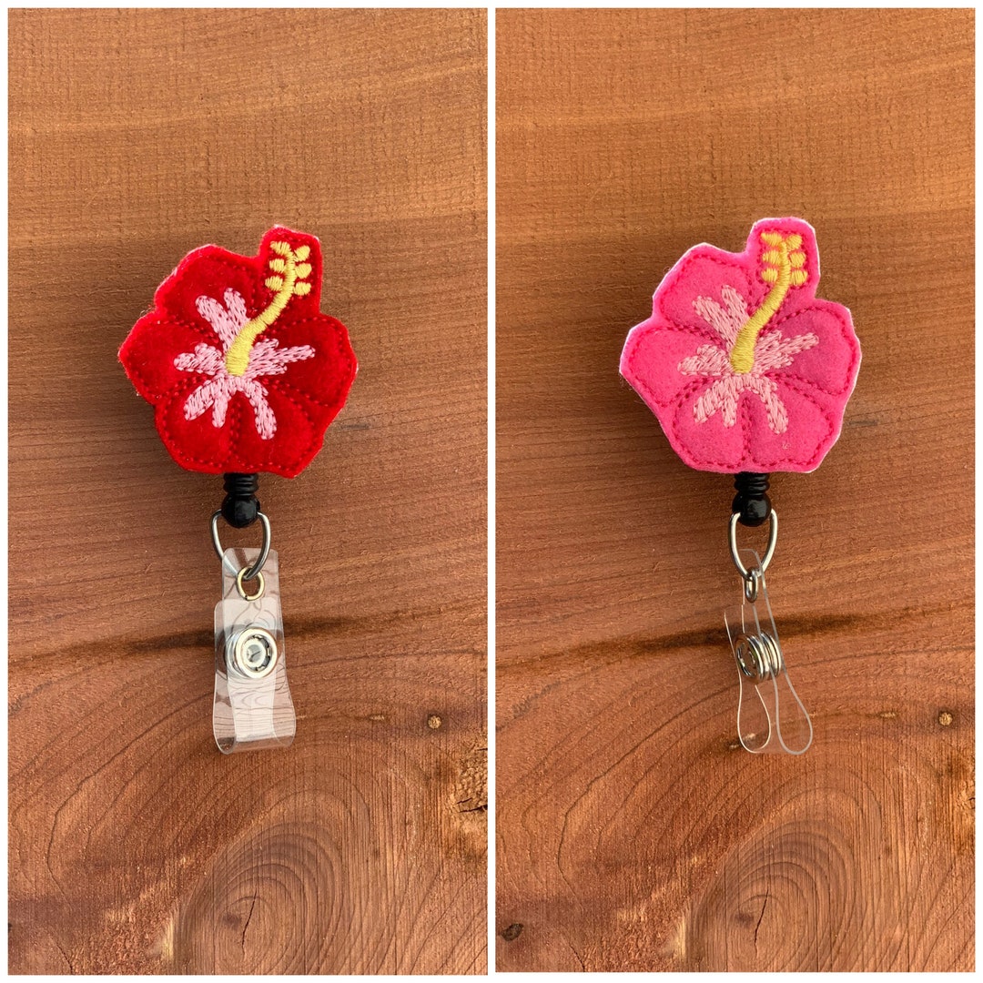 Hibiscus Badge Reel Flower Badge Reel - Etsy Sweden