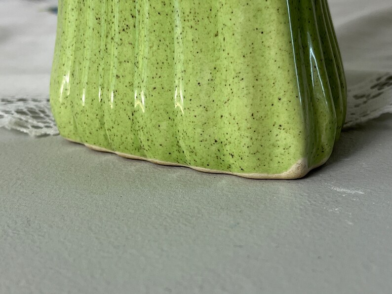 Vtg Red Wing Triangular Green Mint Speckled Ribbed Compote - Etsy