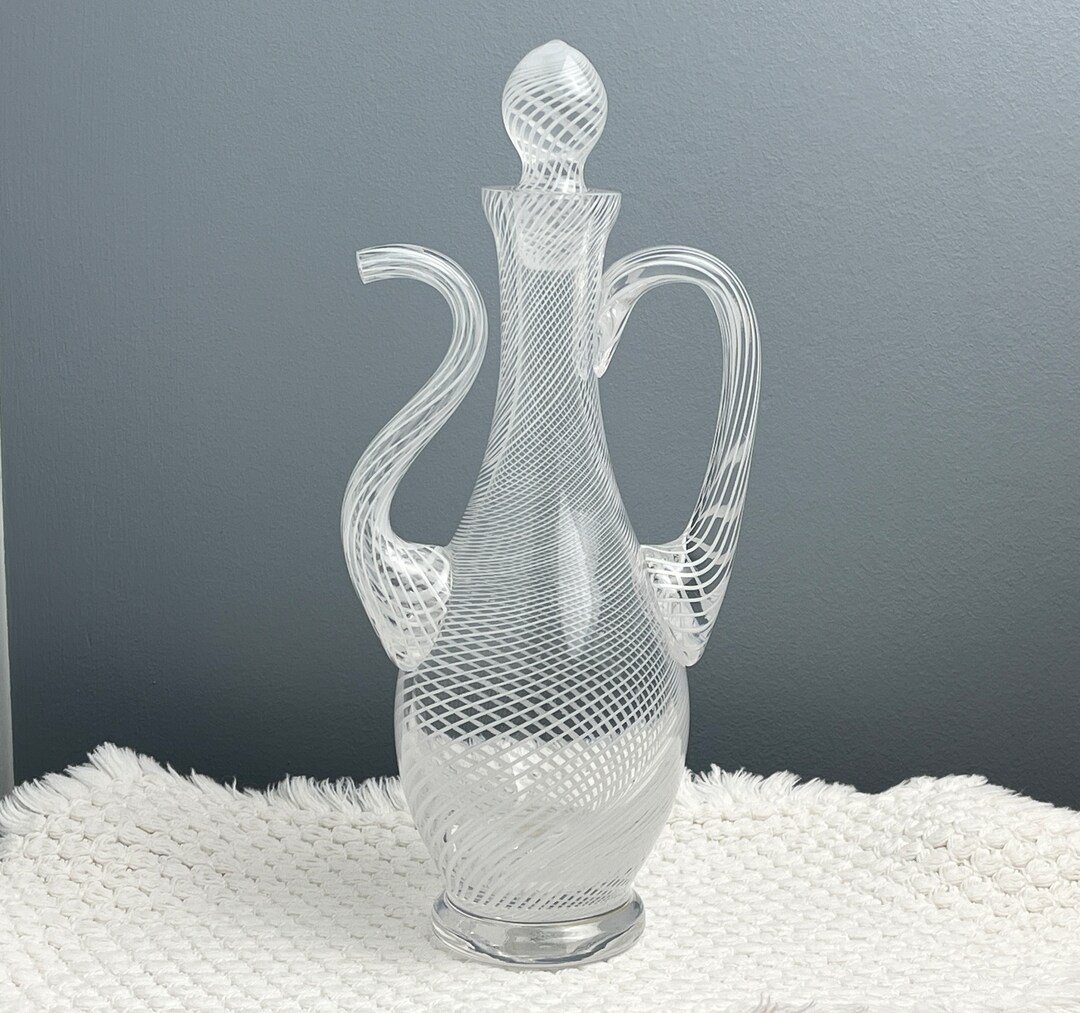 Lead Crystal Pasabahce Swirled Decanter Pitcher Stopper RARE Turkish ...