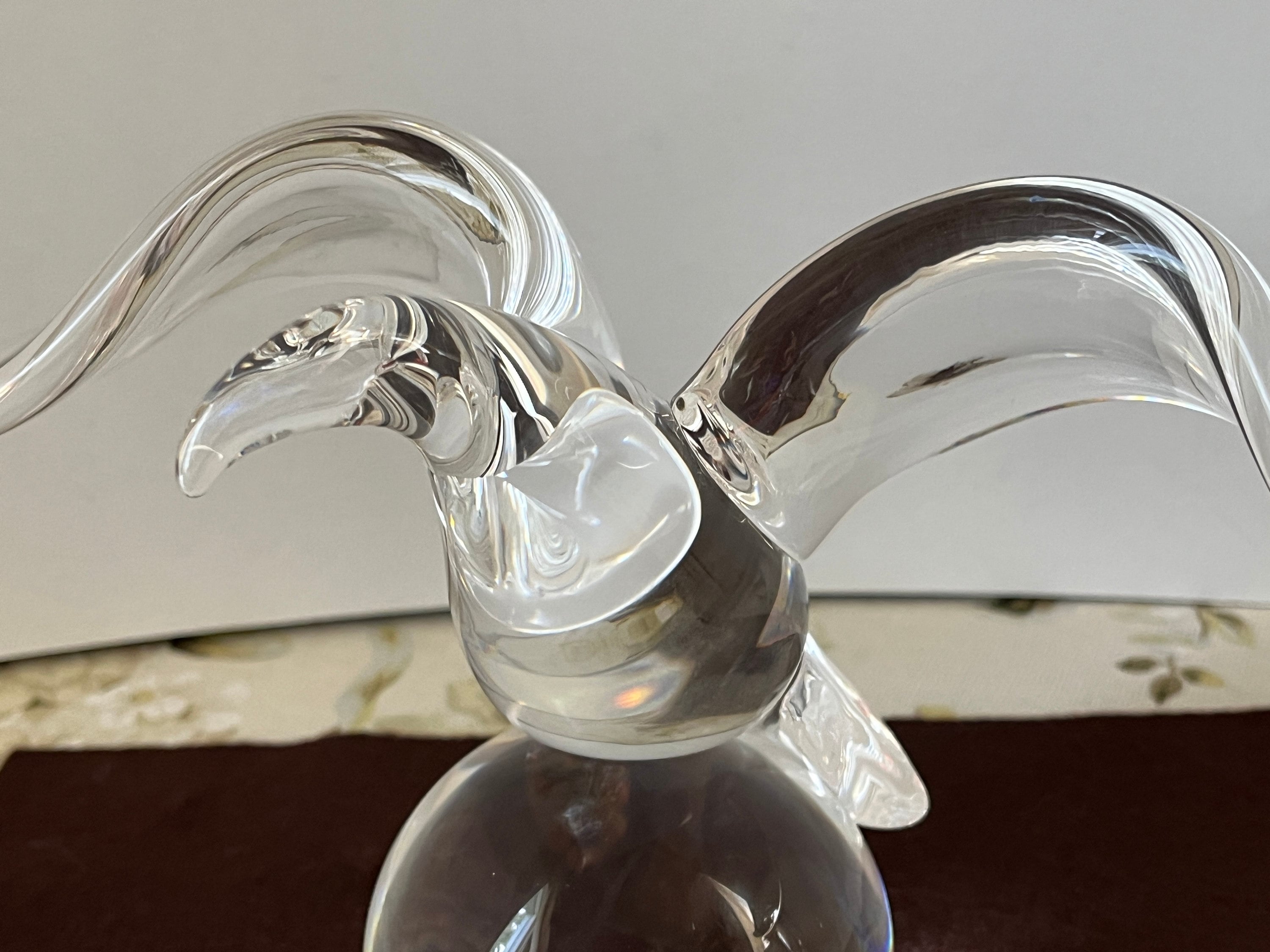 Steuben Art Glass Signed American Eagle Bird Sculpture on Globe ...