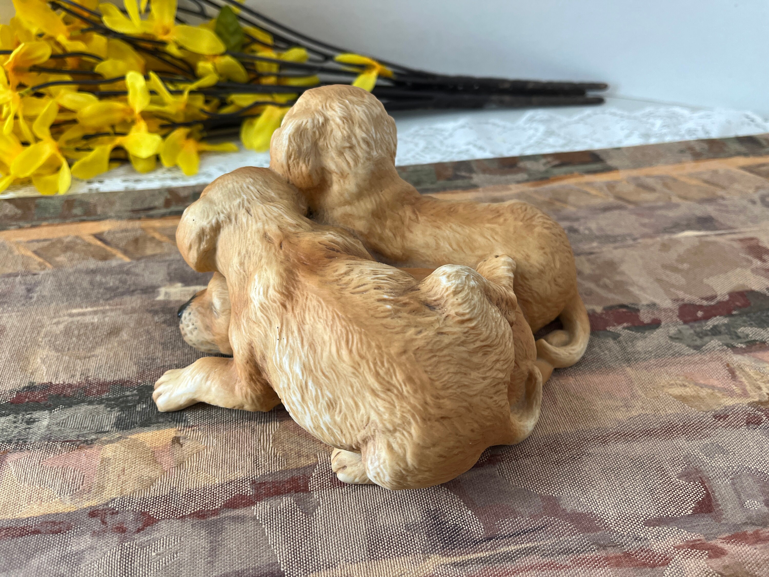 Vtg 80s Homco Golden Labrador Retriever Puppy Dogs Figurine Statue ...
