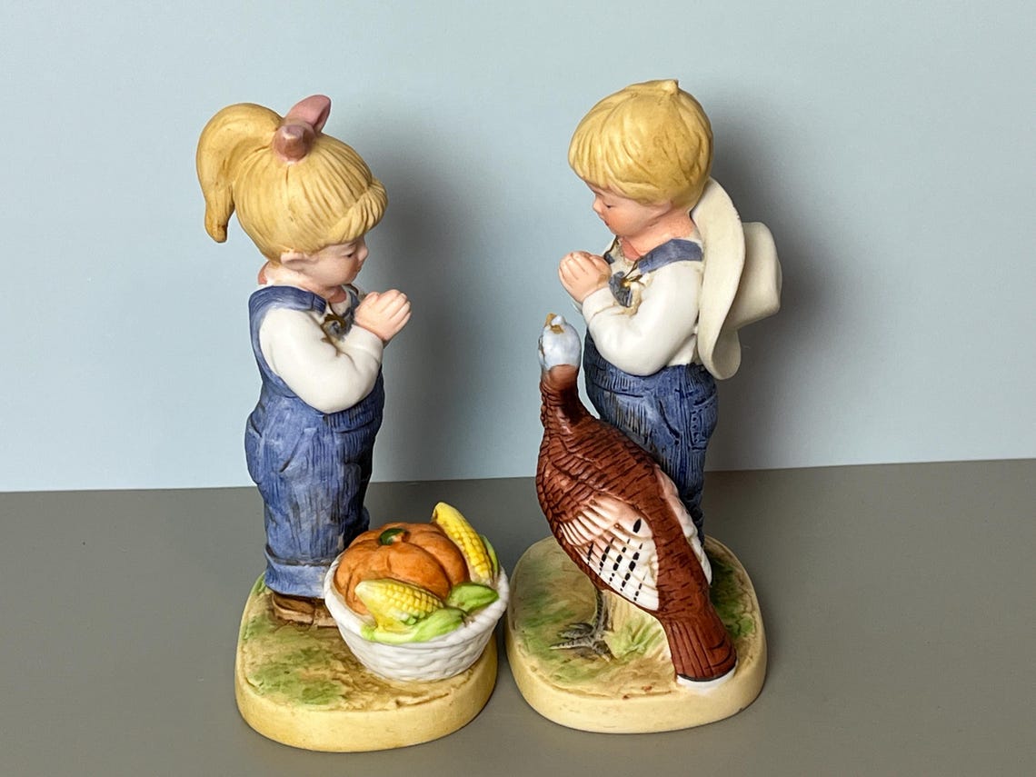 Homco Denim Days Figurines, "a Time for Thanks", 1985 Collectibles ...