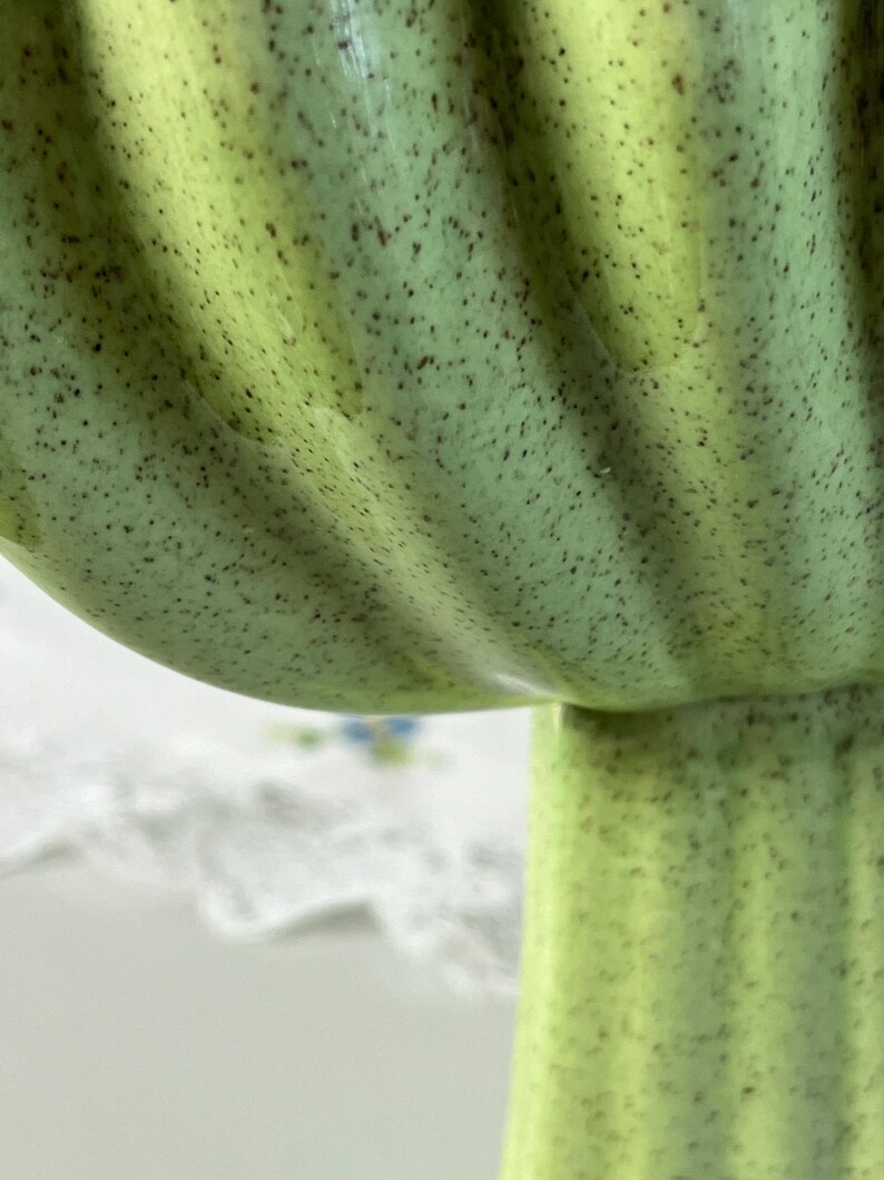 Vtg Red Wing Triangular Green Mint Speckled Ribbed Compote - Etsy