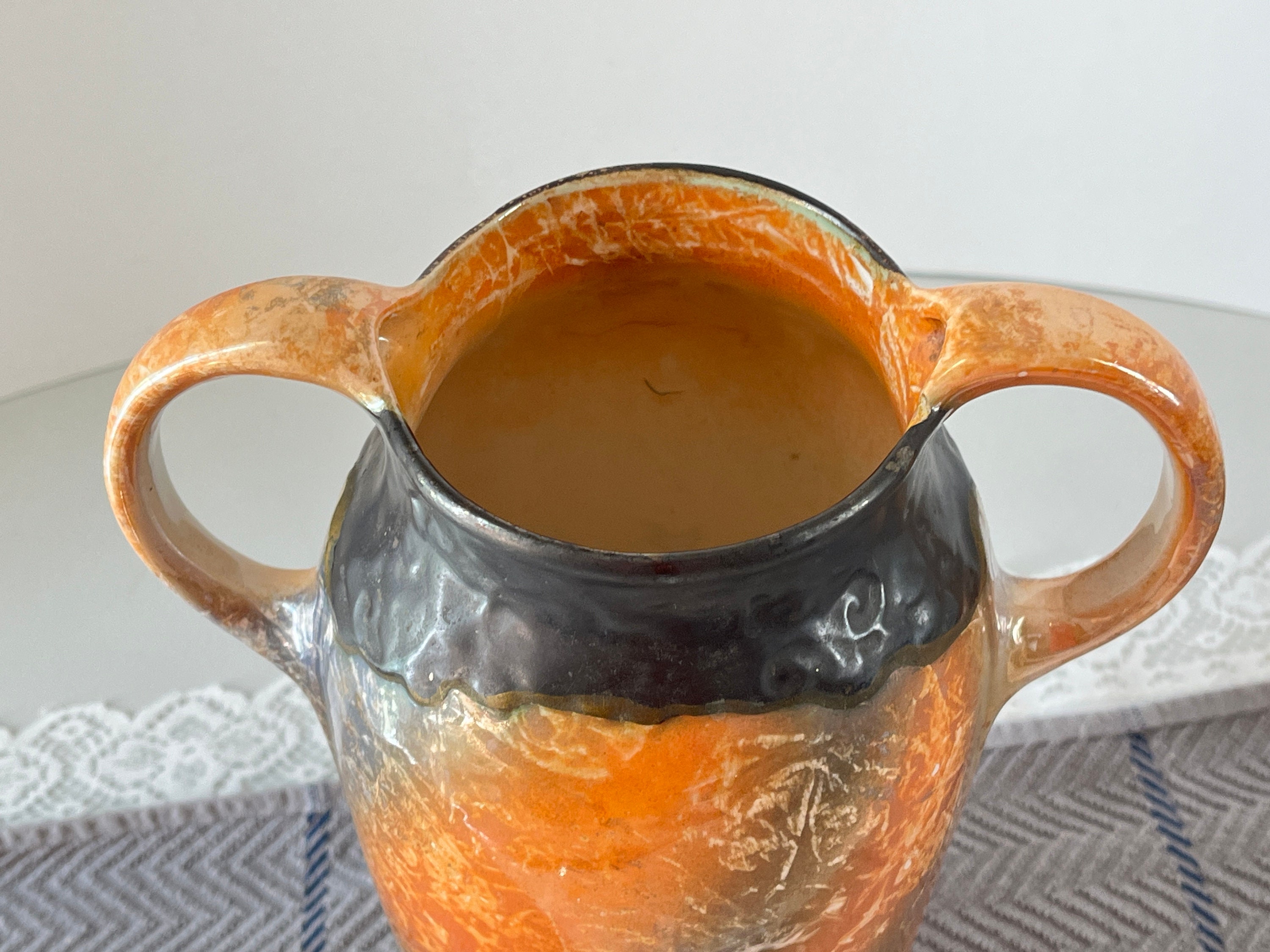 Large Czech Art Deco Ditmar Urbach Orange Speckled Alienware - Etsy