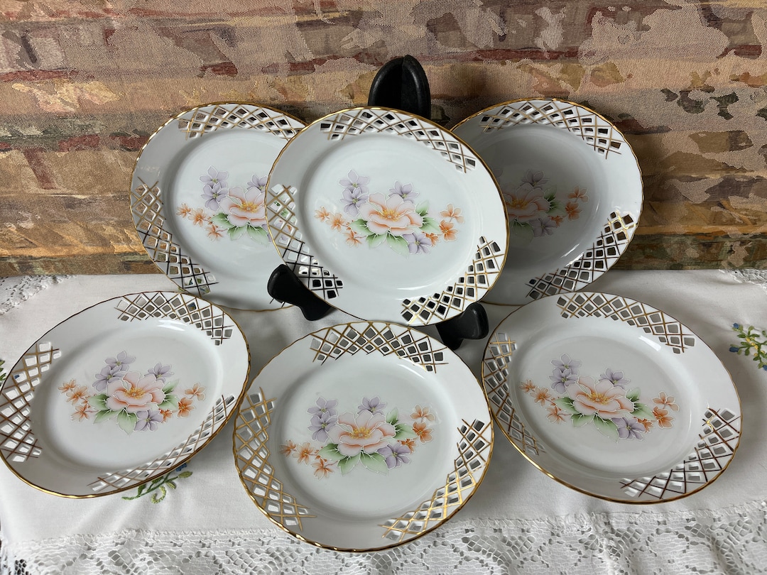 Vtg APULUM Lucru Manual Reticulated Plates Dishes Romanian Fine ...