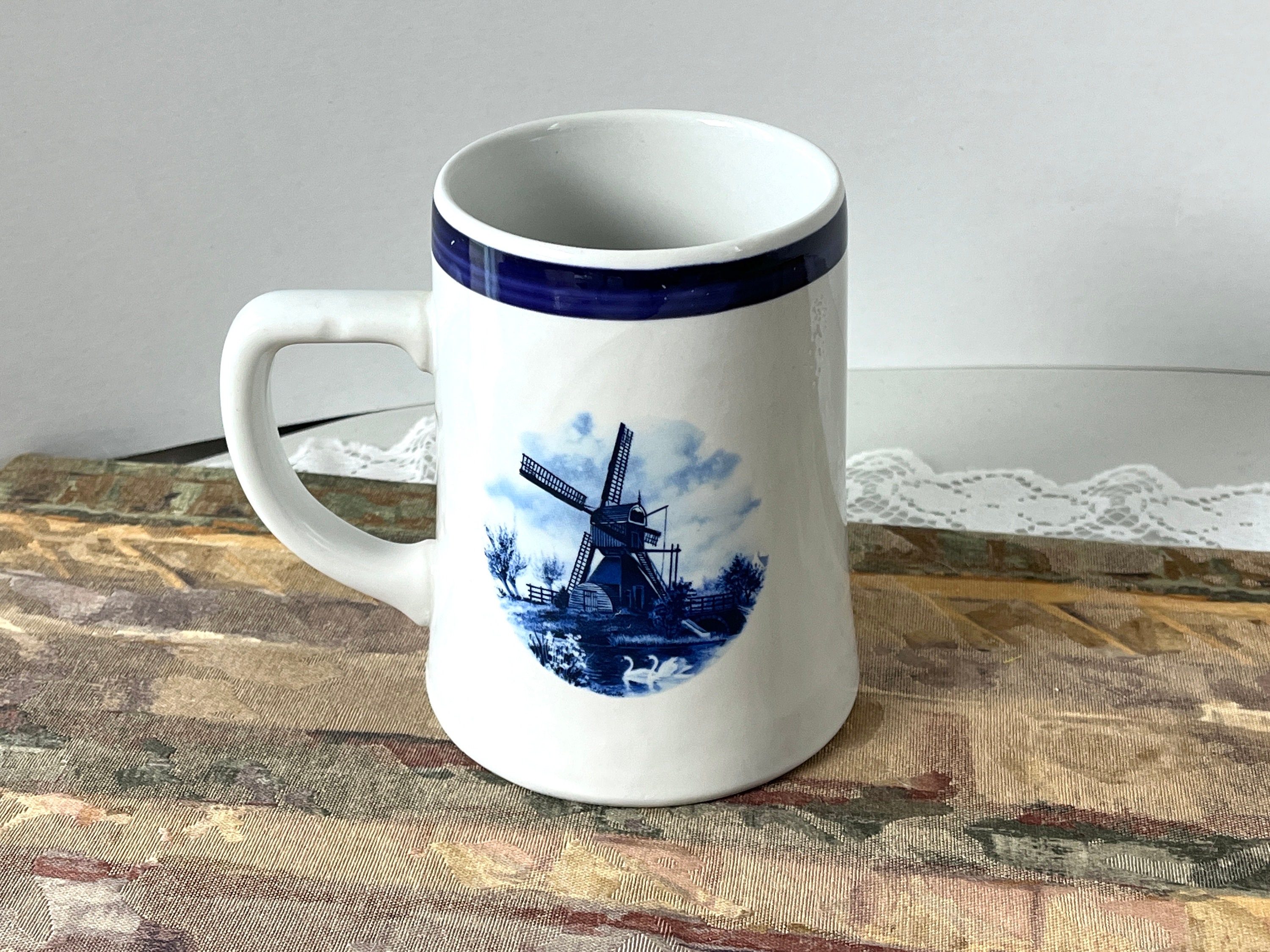 Vtg Delft Blue Windmill 5 1/2 Mug Stein Cup W Handle Ter Steege BV ...