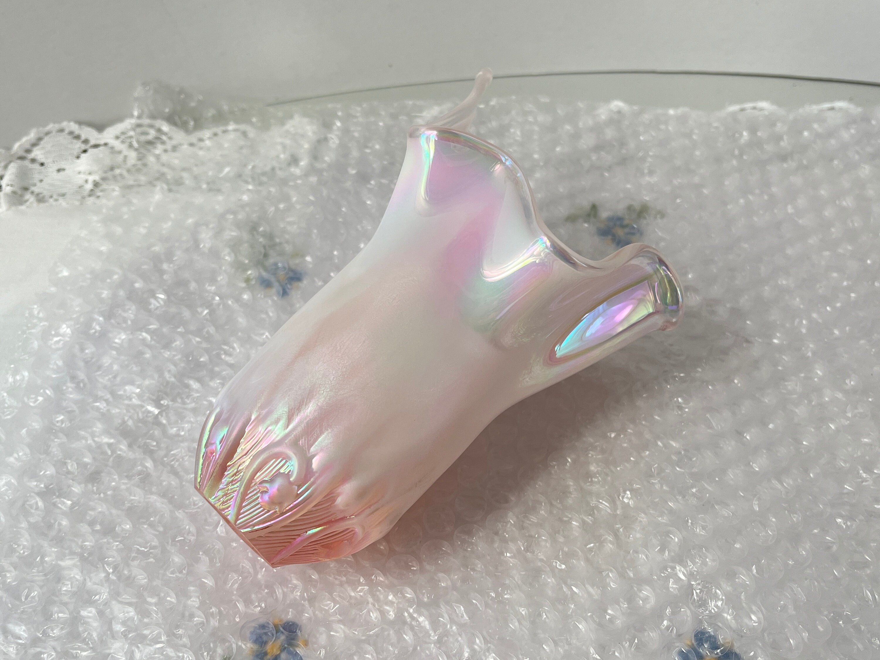 Fenton Pink Lily of the Valley Iridescent Glass Lamp Shade Opalescent 7 ...