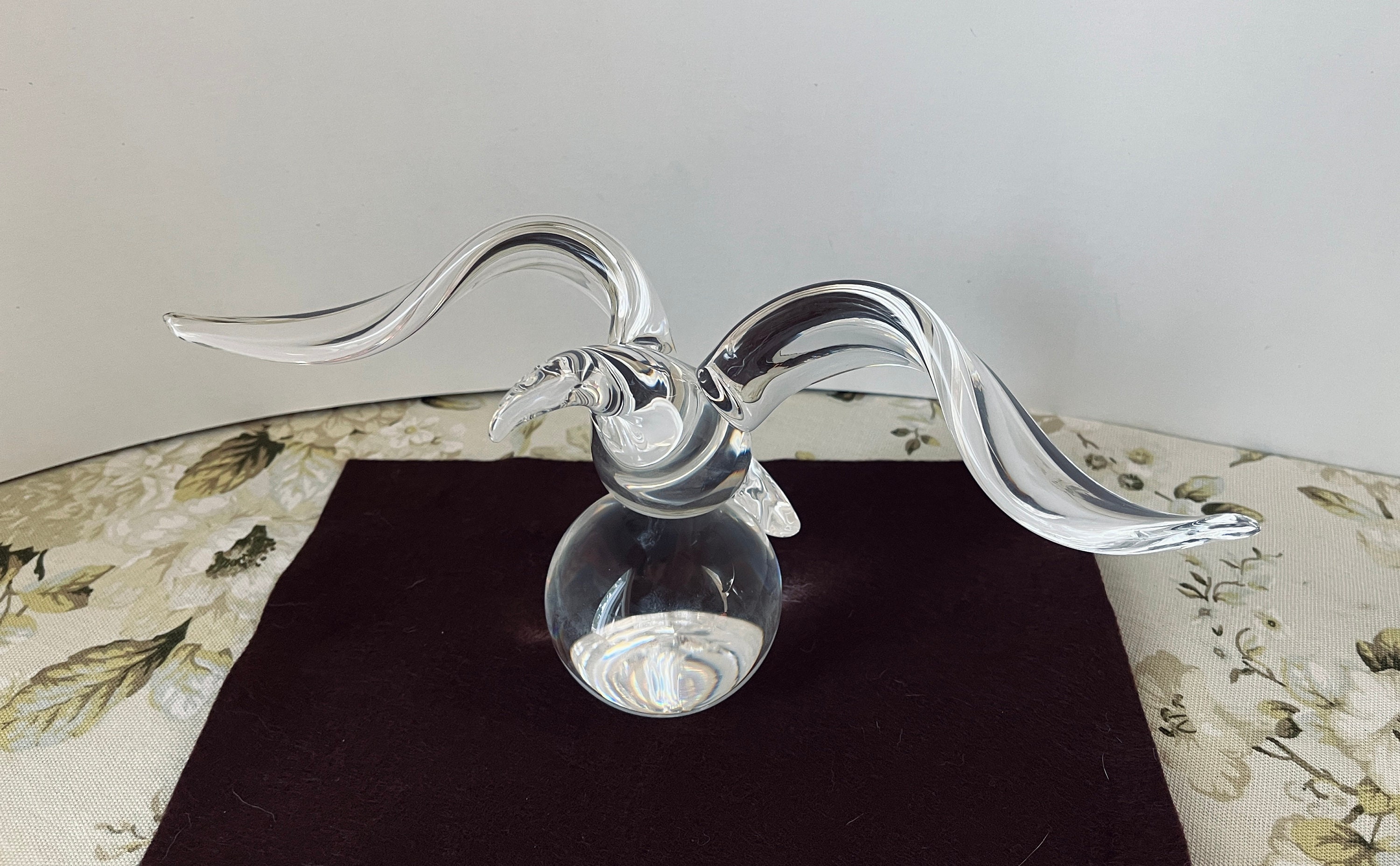 Steuben Art Glass Signed American Eagle Bird Sculpture on Globe ...