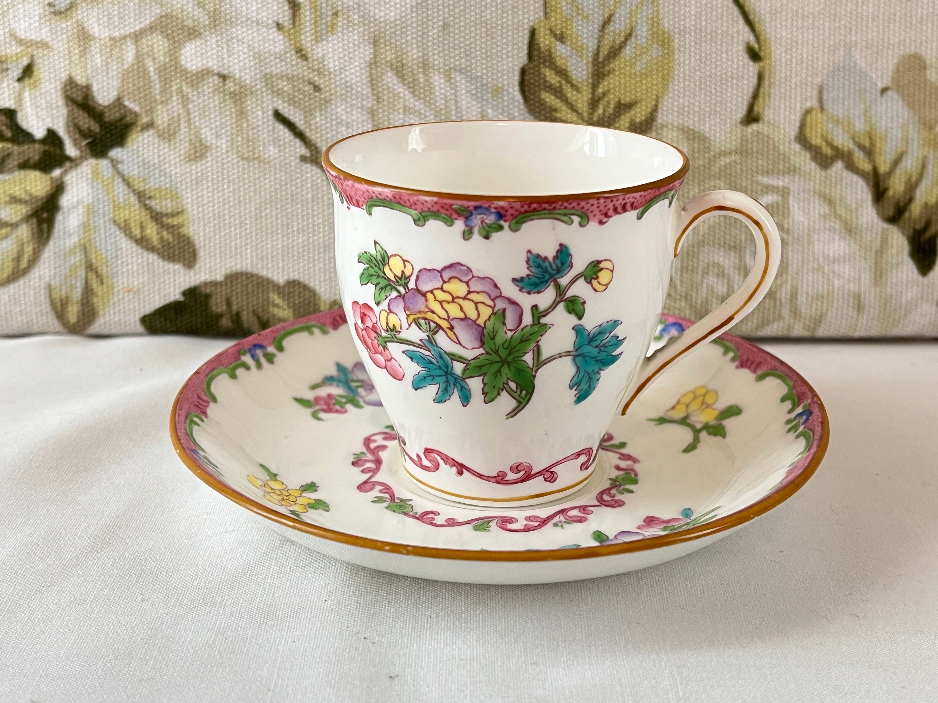 Antique MINTONS Tea Cup Saucer Alma Pattern B925 Demitasse ENGLAND ...