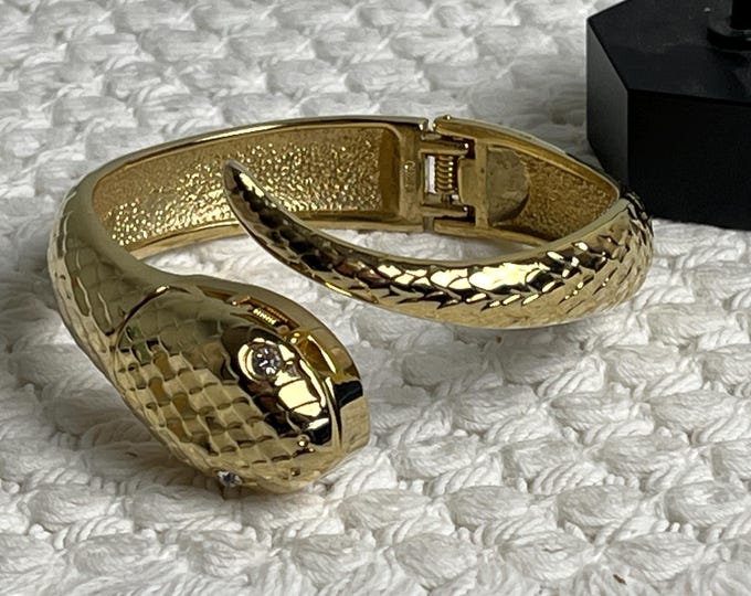 Studio Snake Bracelet Quartz Watch | Gold Tone Scaled Body W Snake Head ...