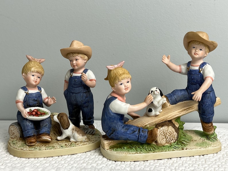 Denim Days Homco Figurines Statues Vintage 1985 Numbered 1507 8827 ...