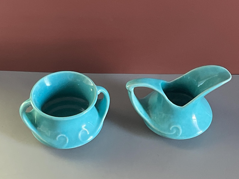 Vintage Red Wing Pottery, Turquoise Aqua Sugar and Creamer Set, Gypsy ...