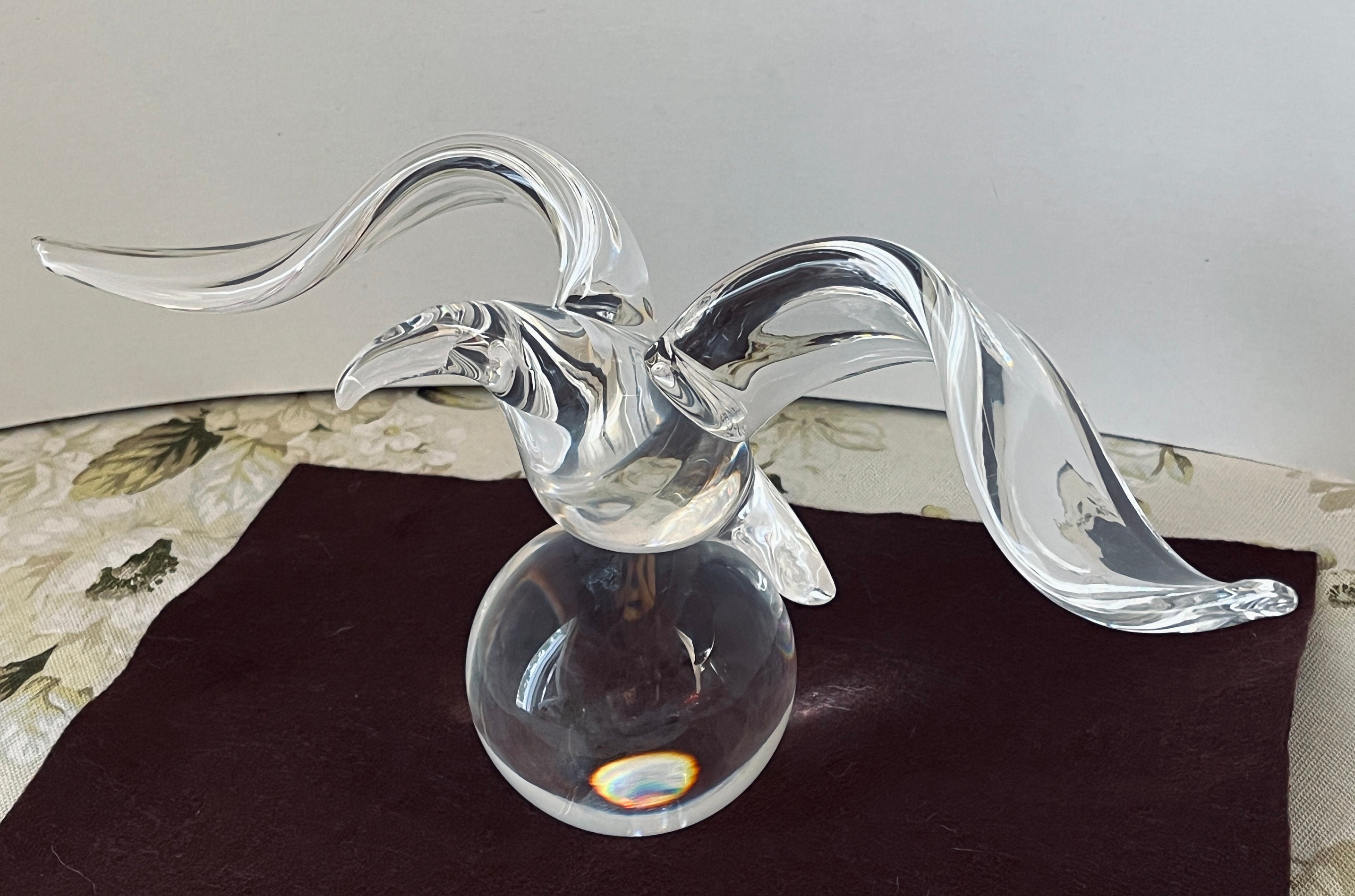 Steuben Art Glass Signed American Eagle Bird Sculpture on Globe ...