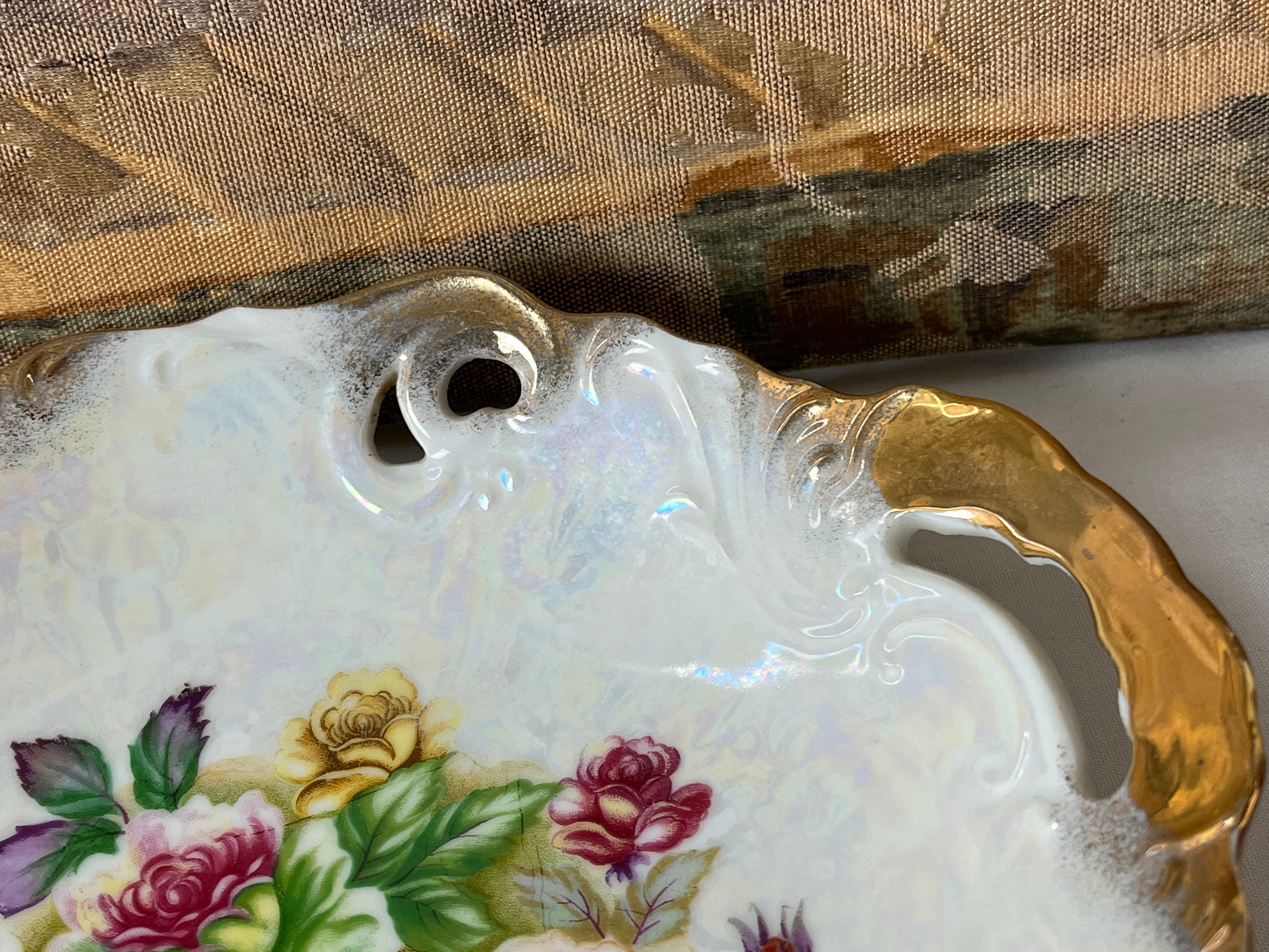 Trimont Ware Iridescent Reticulated Open Handled Bowl Dish Japanese ...