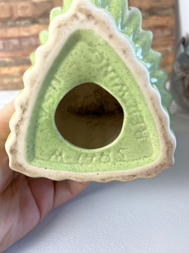 Vtg Red Wing Triangular Green Mint Speckled Ribbed Compote - Etsy