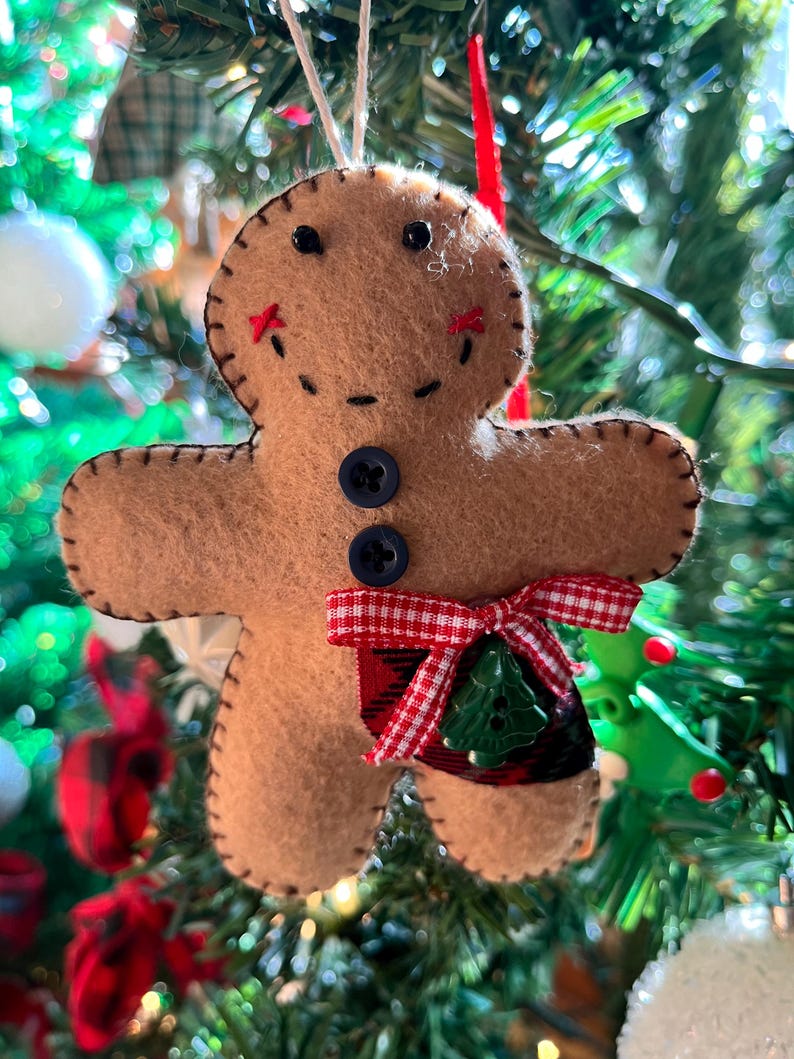 Gingerbread Man Ornament, Gingerbread Man, Ornament, Felt Gingerbread ...