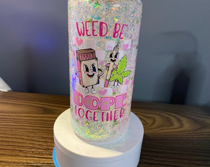 16 Oz Glass Cup With Bamboo Lid and Straw, Glitter Slow Flow Tumbler ...