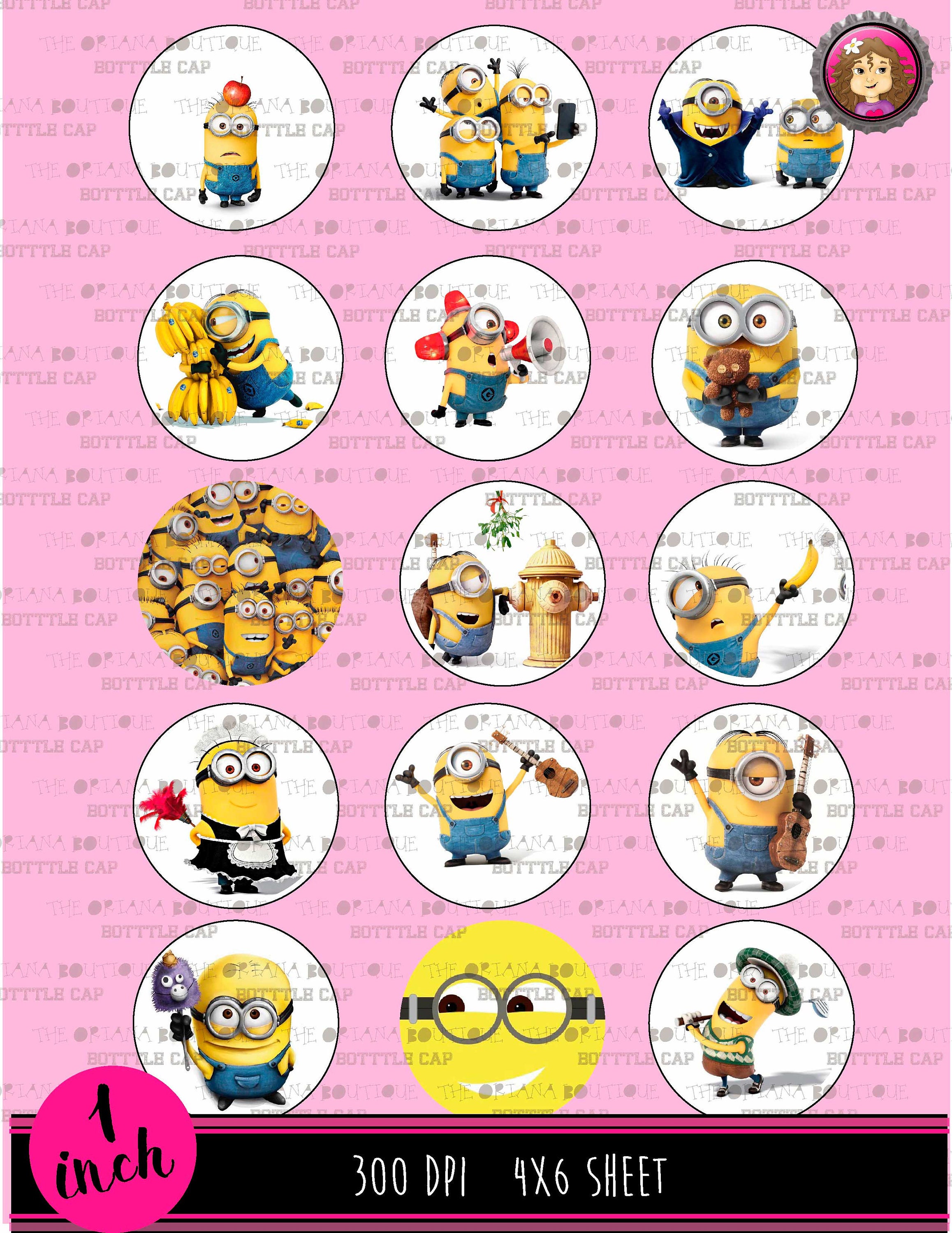 COD:020 50%OFF Minions Digital Collage Sheet 1inch Sheetcraft - Etsy ...