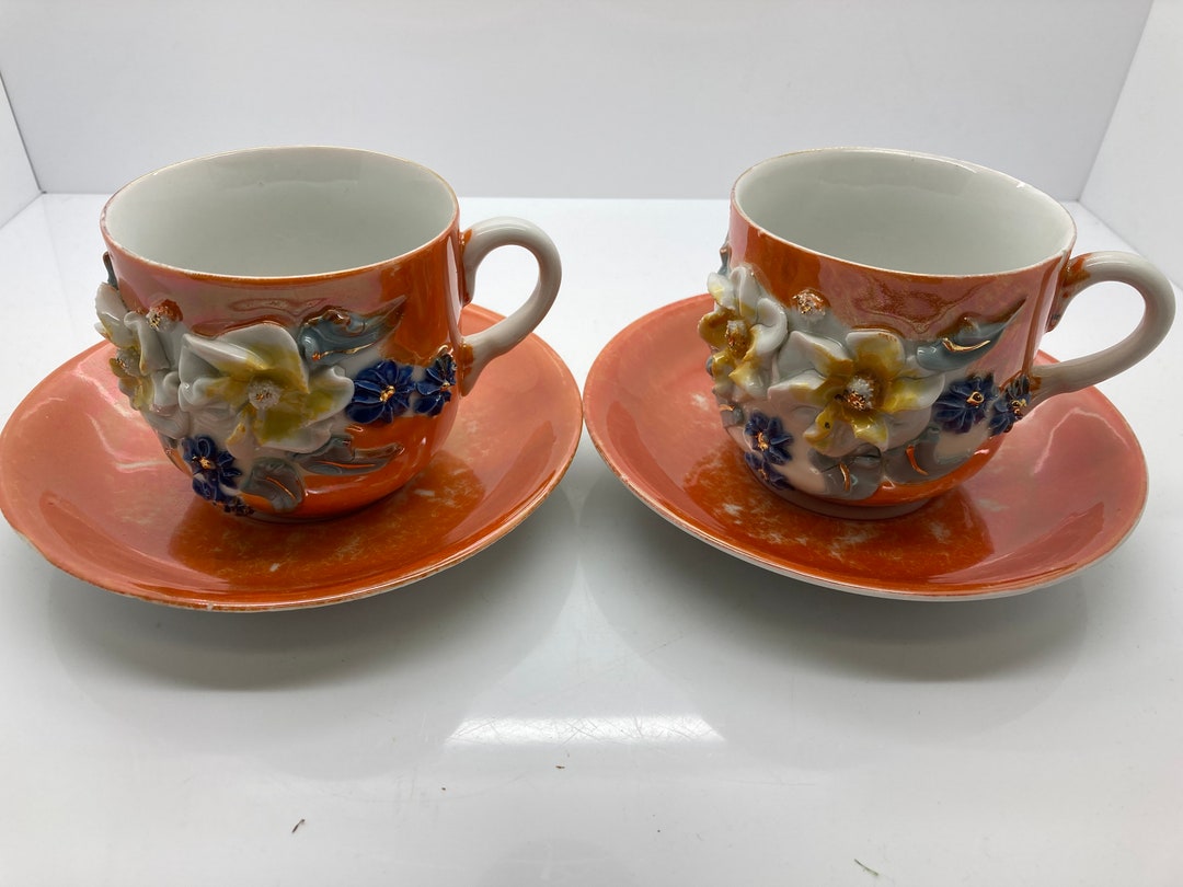Antique Pair German Luster Teacups With Saucers - Etsy