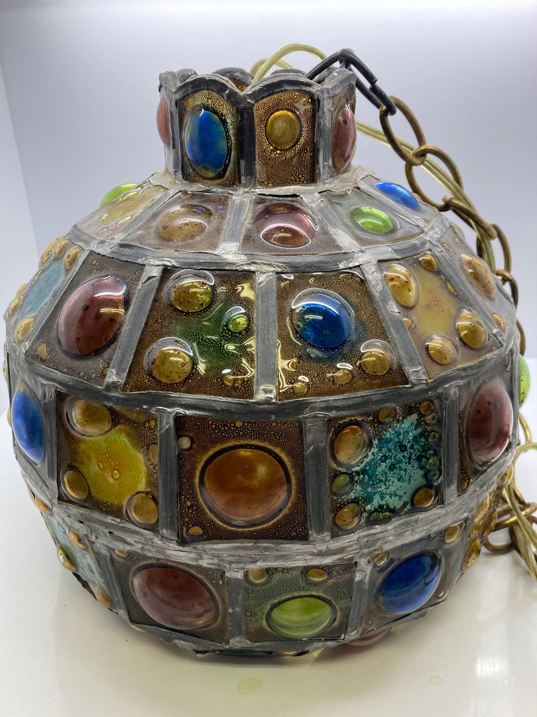 MCM Philip Delfinger Brutalist Feders Jeweled Glass Pendant - Etsy