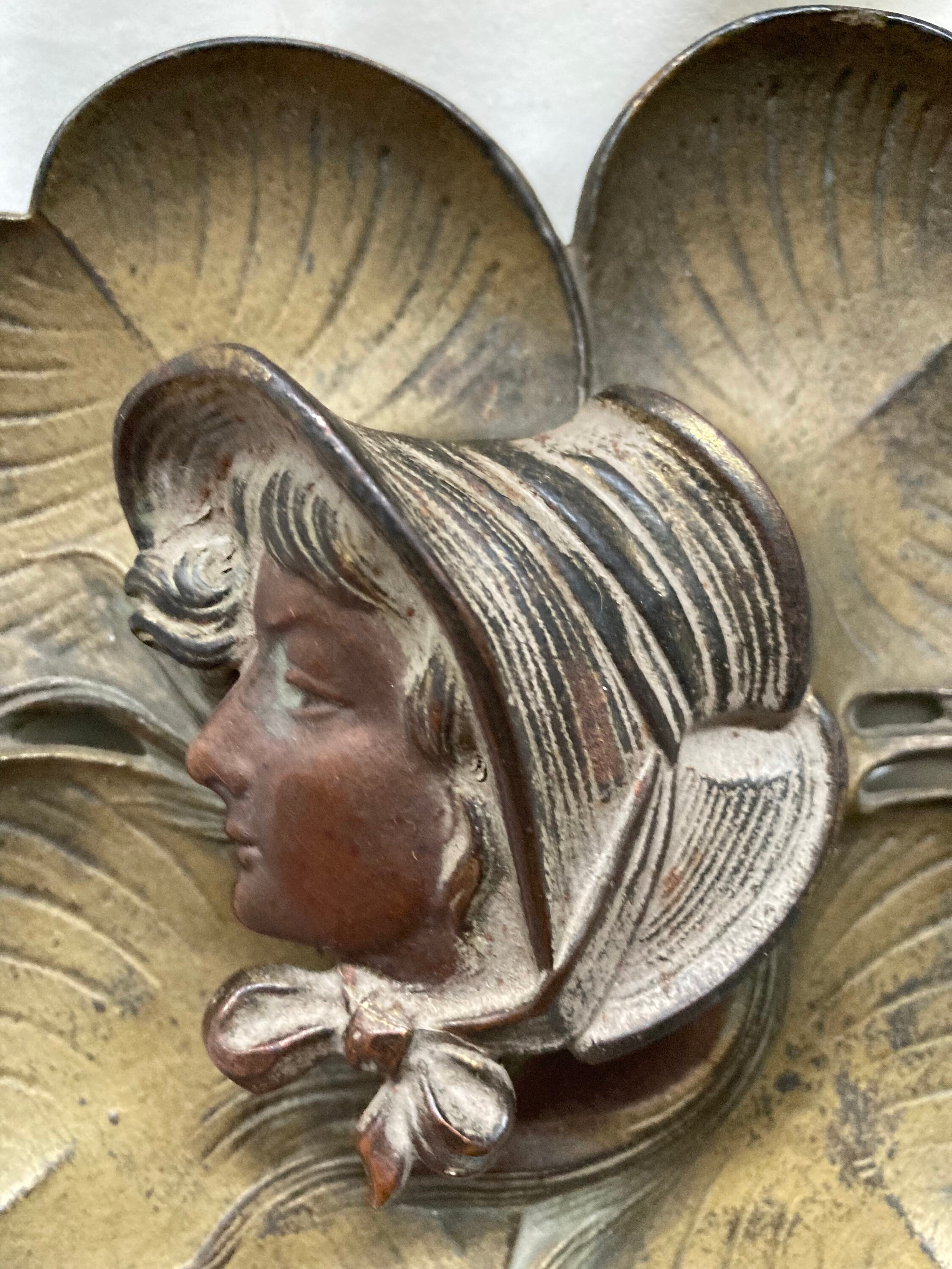 1940’s Bronze Art Nouveau Inkwell Lucky Lady 4 Leaf Clover - Etsy