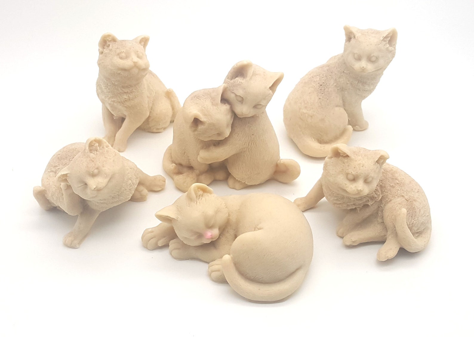 Cat Figurine Organic Oatmeal Homemade Soap. Hugging Kittens. | Etsy