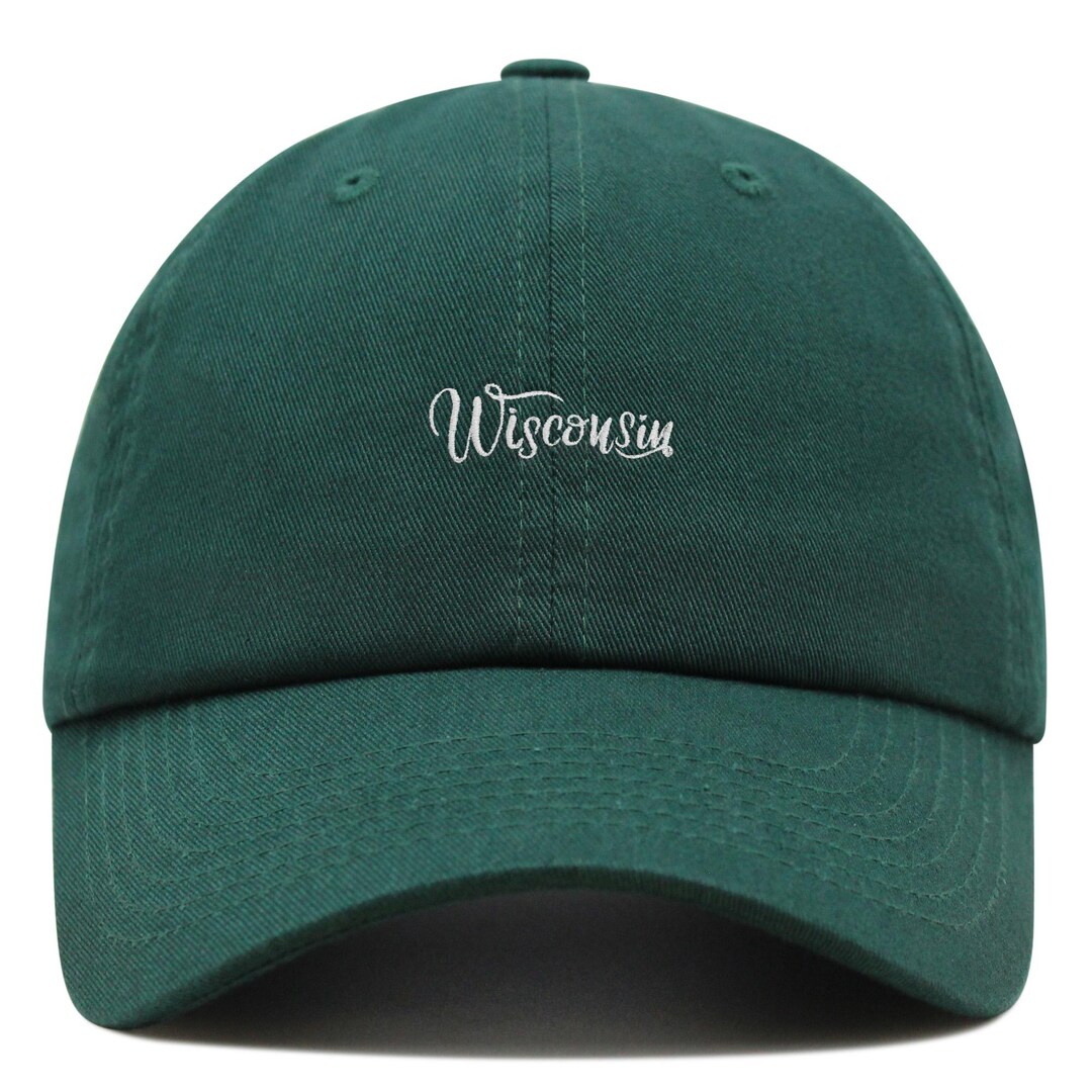 Wisconsin Calligraphy Dad Hat: Embroidered Cotton Baseball Cap - Etsy