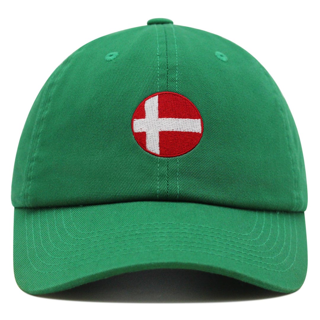 Denmark Circle Flag Icon Premium Dad Hat Embroidered Cotton Baseball ...