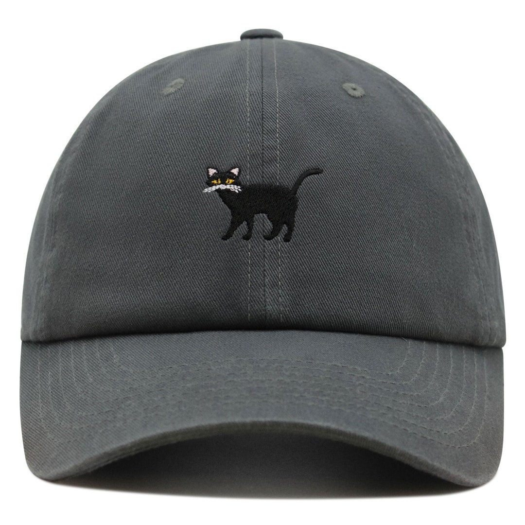Black Cat Premium Dad Hat Embroidered Baseball Cap Cute Kitty - Etsy