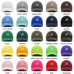 Old English Letter M Premium Dad Hat Embroidered Cotton Baseball Cap ...