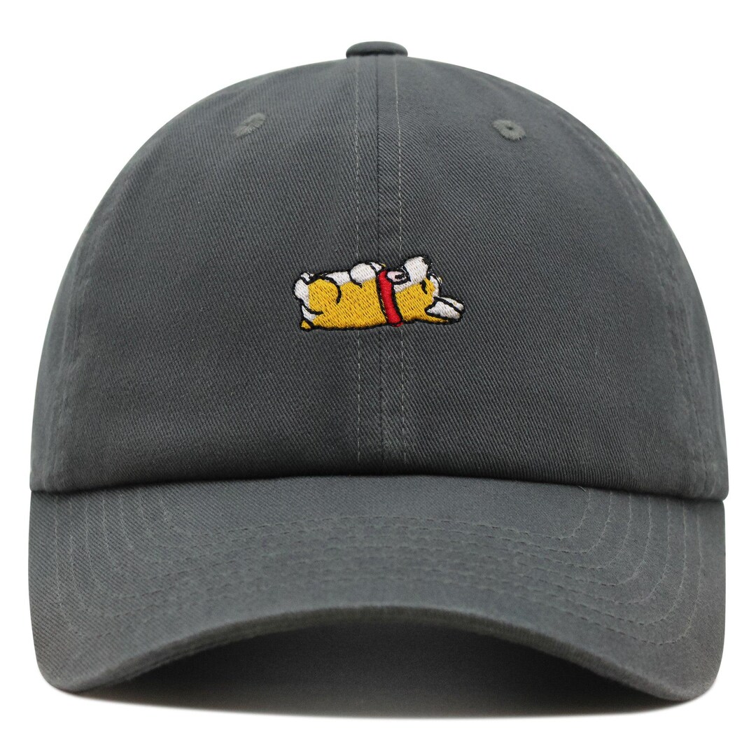 Corgi Sprawled on Back Premium Dad Hat Embroidered Cotton Baseball Cap ...