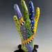 Hand Painted 14” Tall Large One of a Kind Ceramic Hand on Stand ...