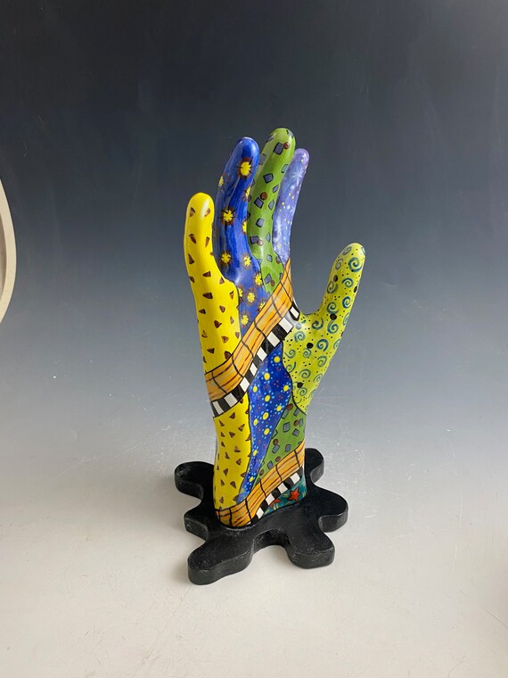 Hand Painted 14 Tall Large One of a Kind Ceramic Hand on - Etsy