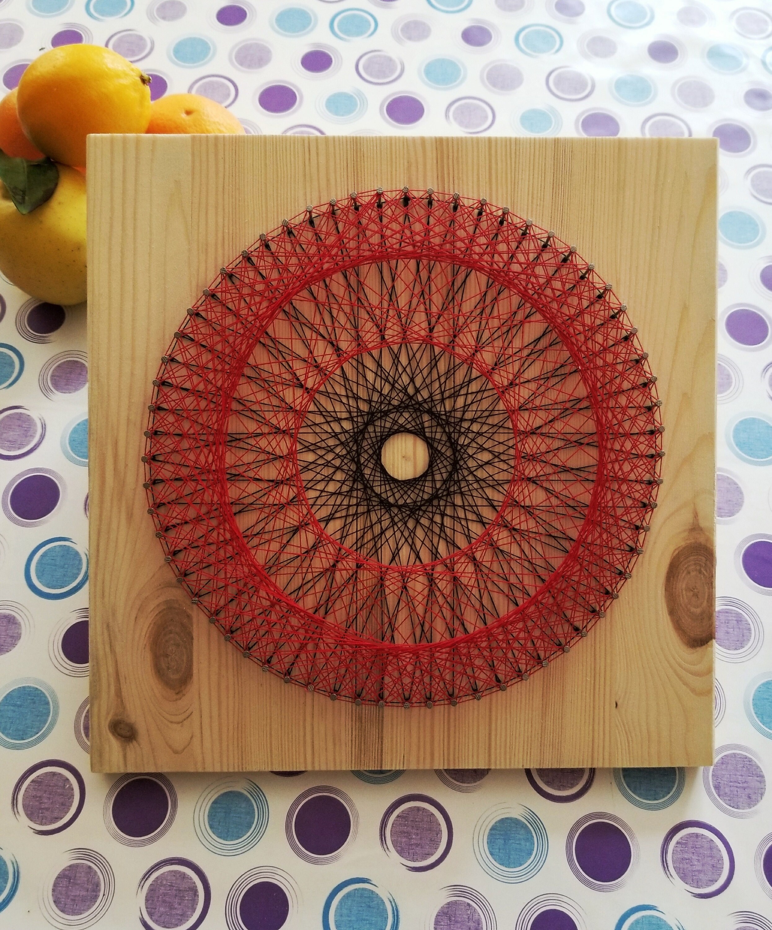 Symmetrical Spirograph String Art on pine wood | Etsy