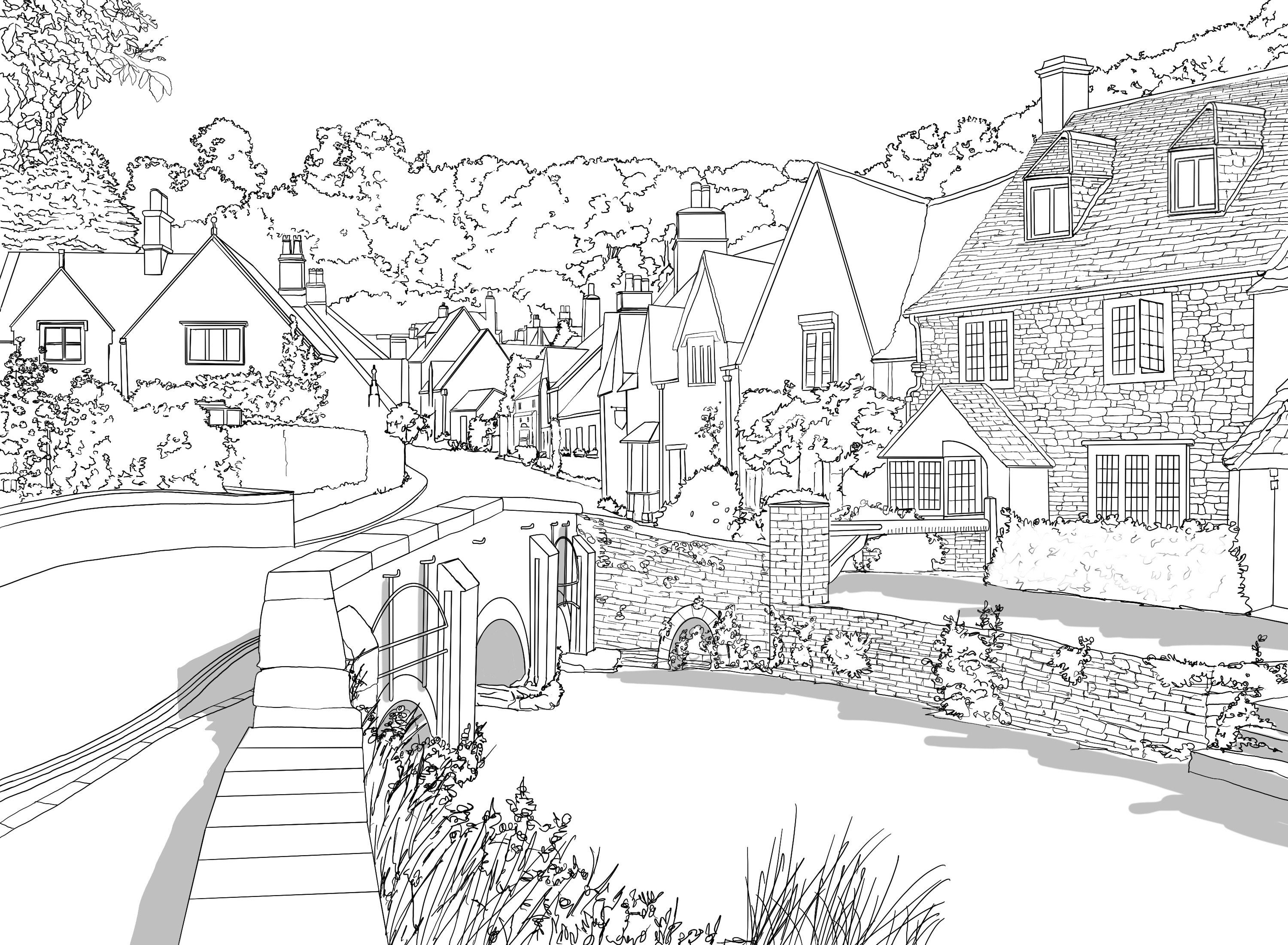 Village Coloring Pages - Etsy