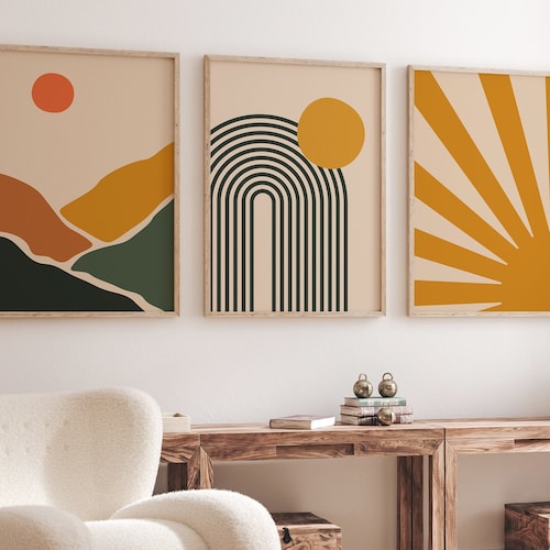 Boho Abstract Wall Art Prints Boho Wall Decor Set of 3 - Etsy UK