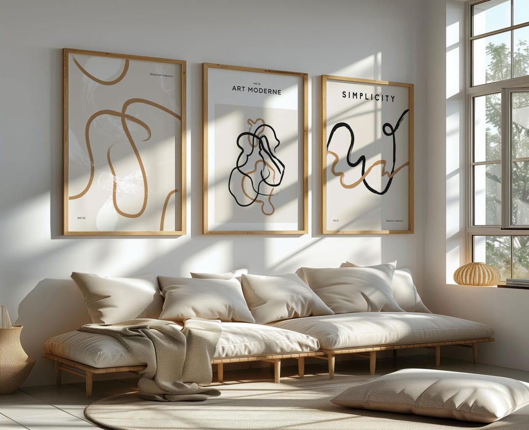 Abstract Line Art Poster Set – Minimalist Modern Wall Art Prints in ...