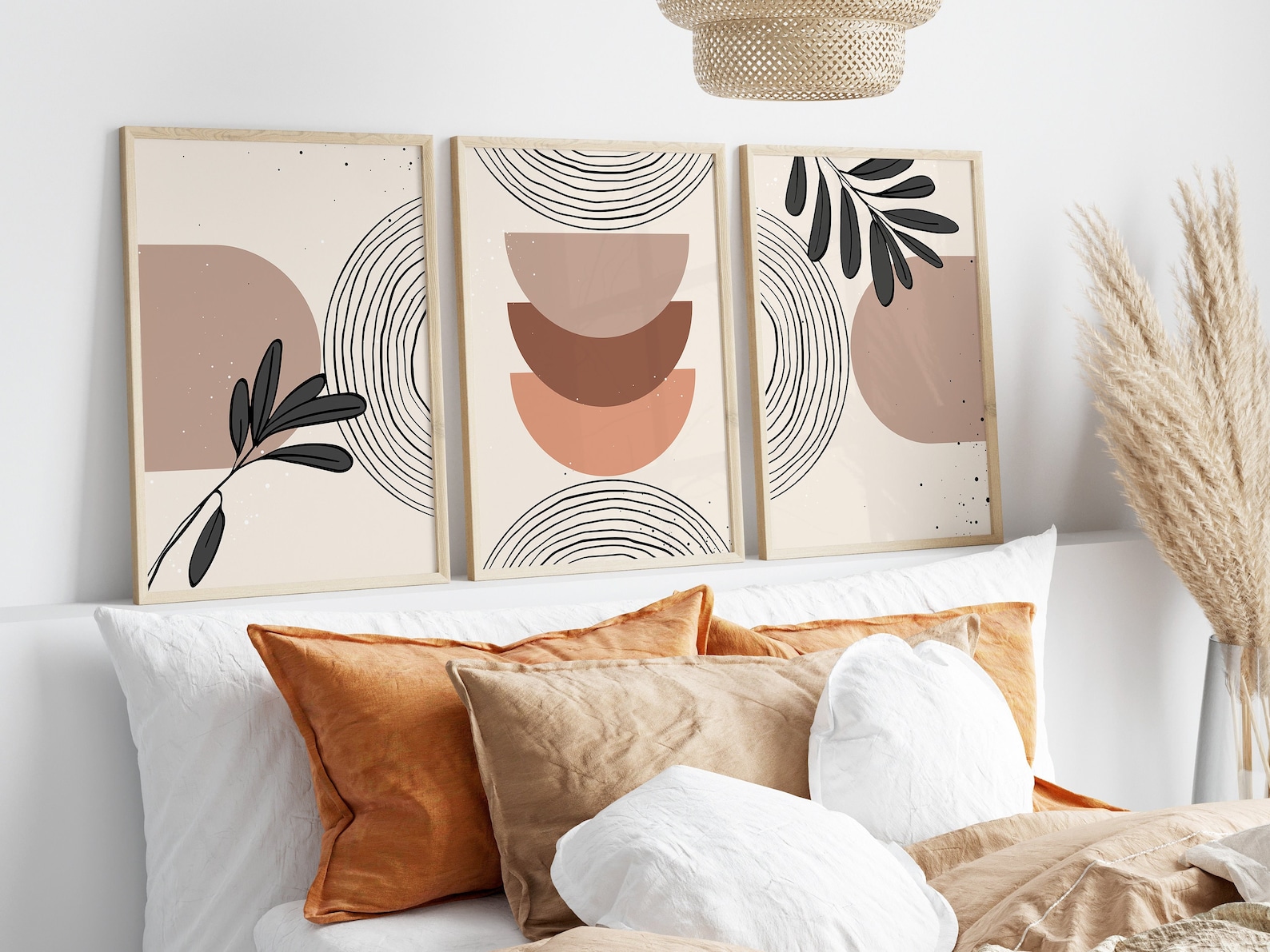 Boho Abstract Wall Art Prints, Boho Wall Decor, Set of 3 Prints, Scandi ...