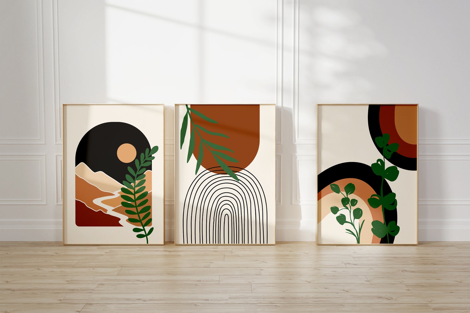 Boho Abstract Wall Art Prints, Boho Wall Decor, Set of 3 Prints, Boho ...