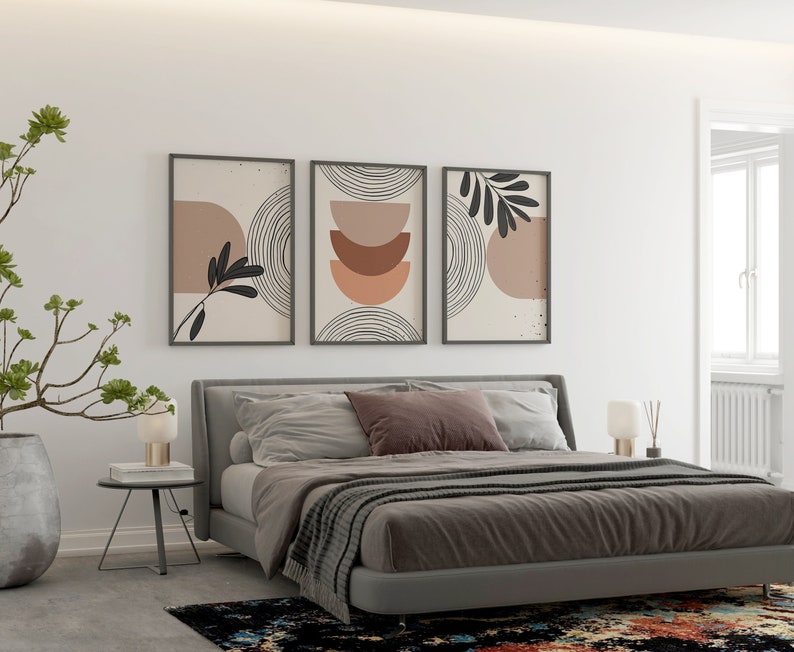 Boho Abstract Wall Art Prints, Boho Wall Decor, Set of 3 Prints, Scandi ...