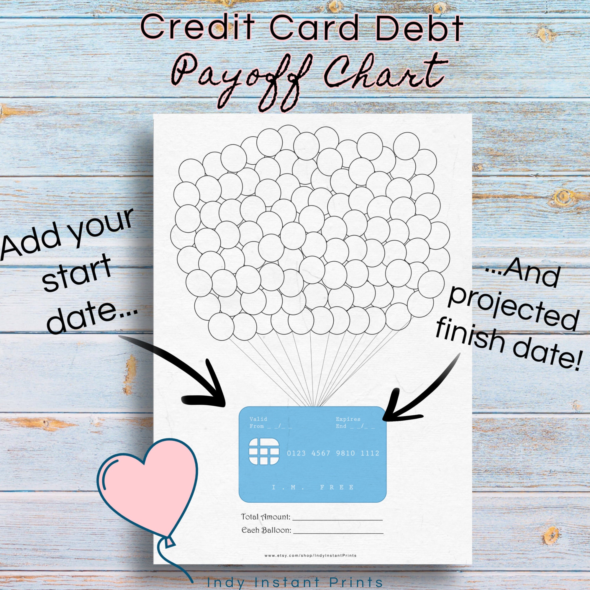 Credit Card Debt Payoff Debt Free Instant Printable Chart - Etsy