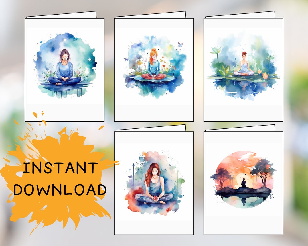5 Pack Spiritual Self Care Mindfulness Meditation Thank You Blank Card ...