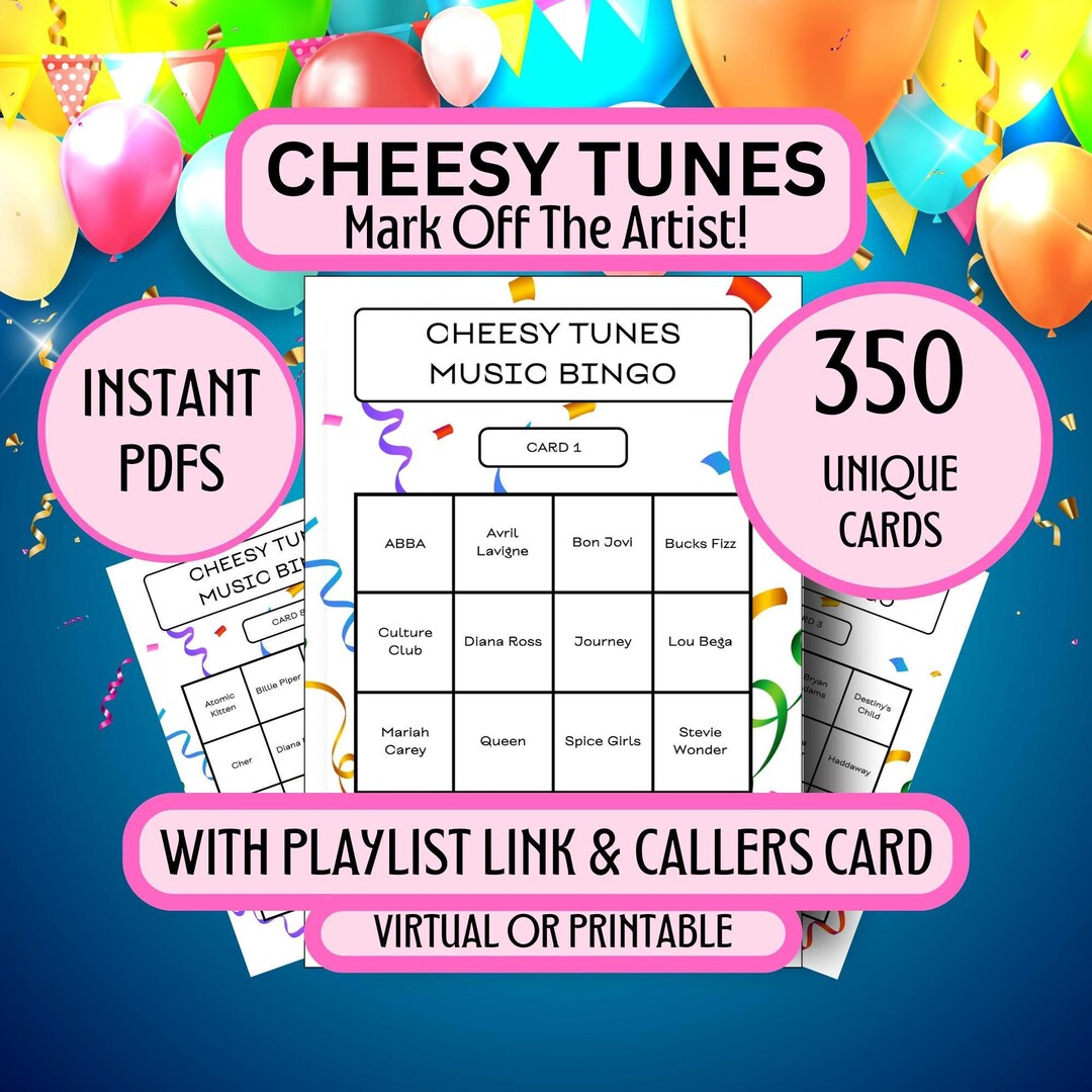 350 Cheesy Tunes Music Bingo With Playlist. Printable, Online or ...