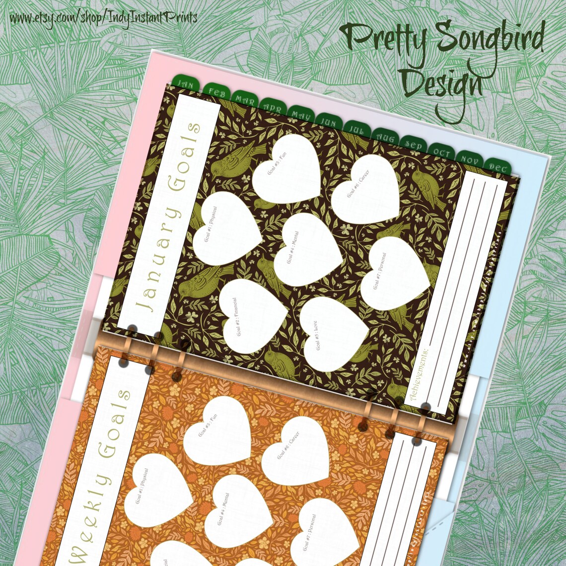 12 Month Printable Goal Setting Planner With 7 Different Goals - Etsy