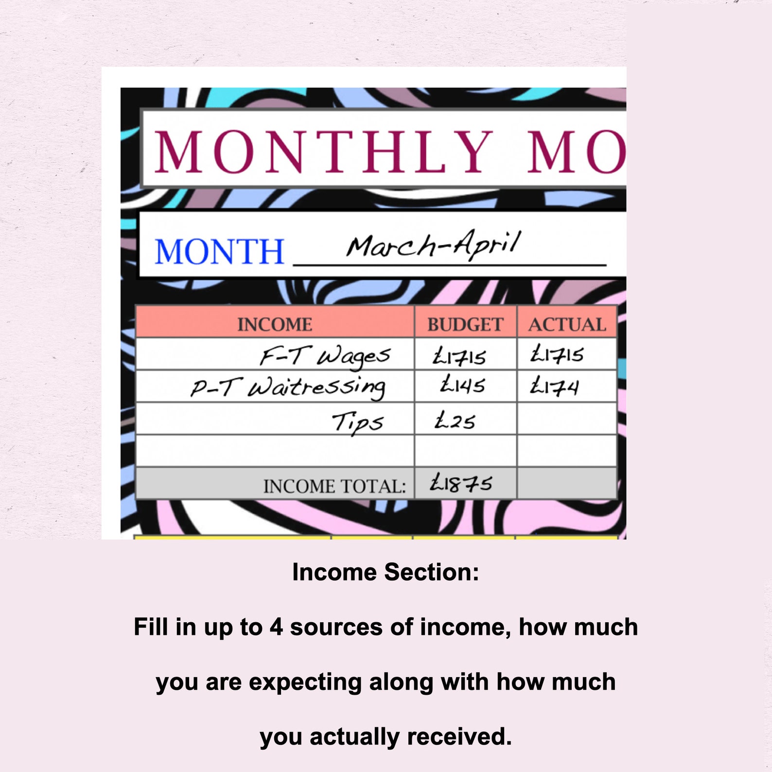 Monthly Money Tracker for Budgeting, Spending Tracking & Savings Bill ...