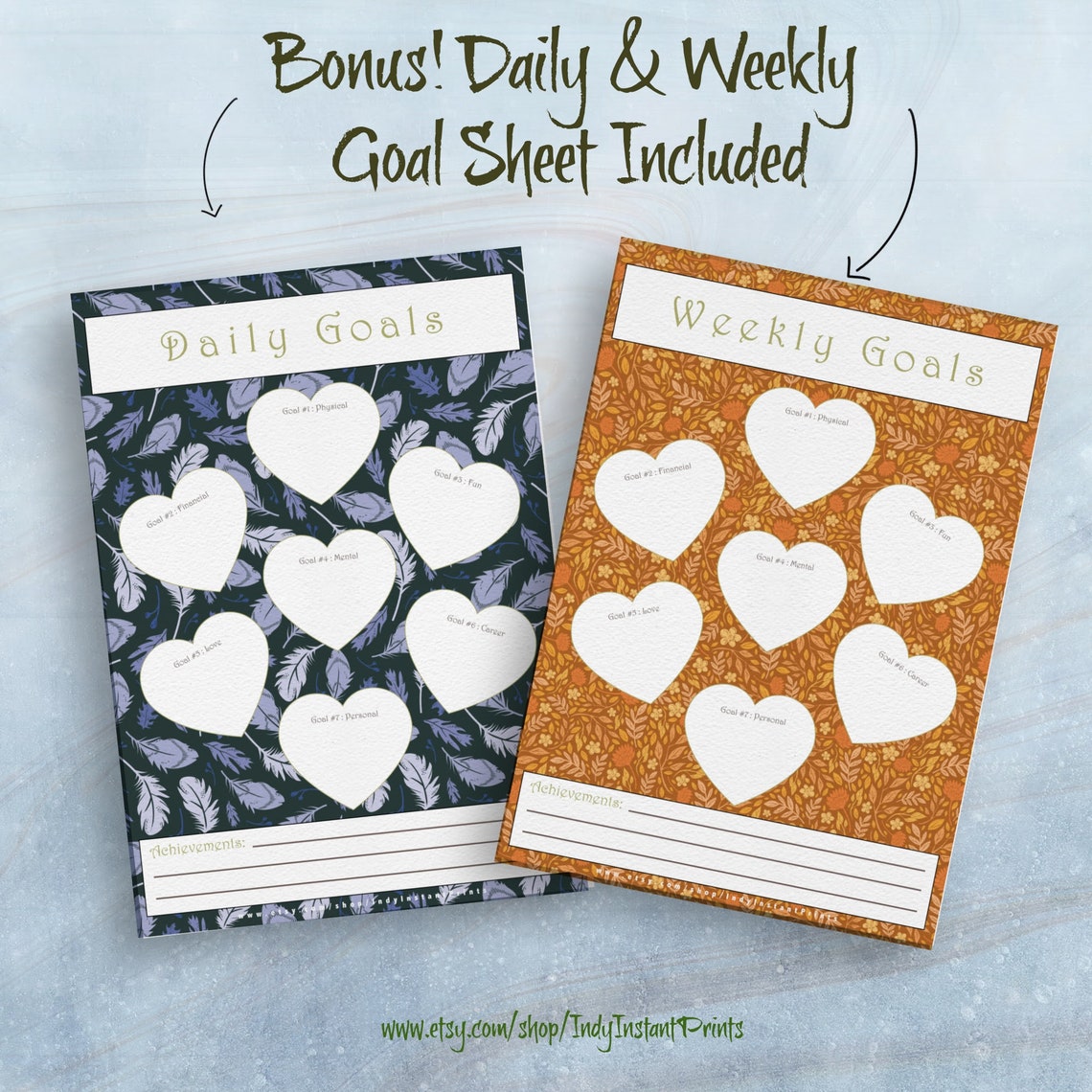 12 Month Printable Goal Setting Planner With 7 Different Goals - Etsy