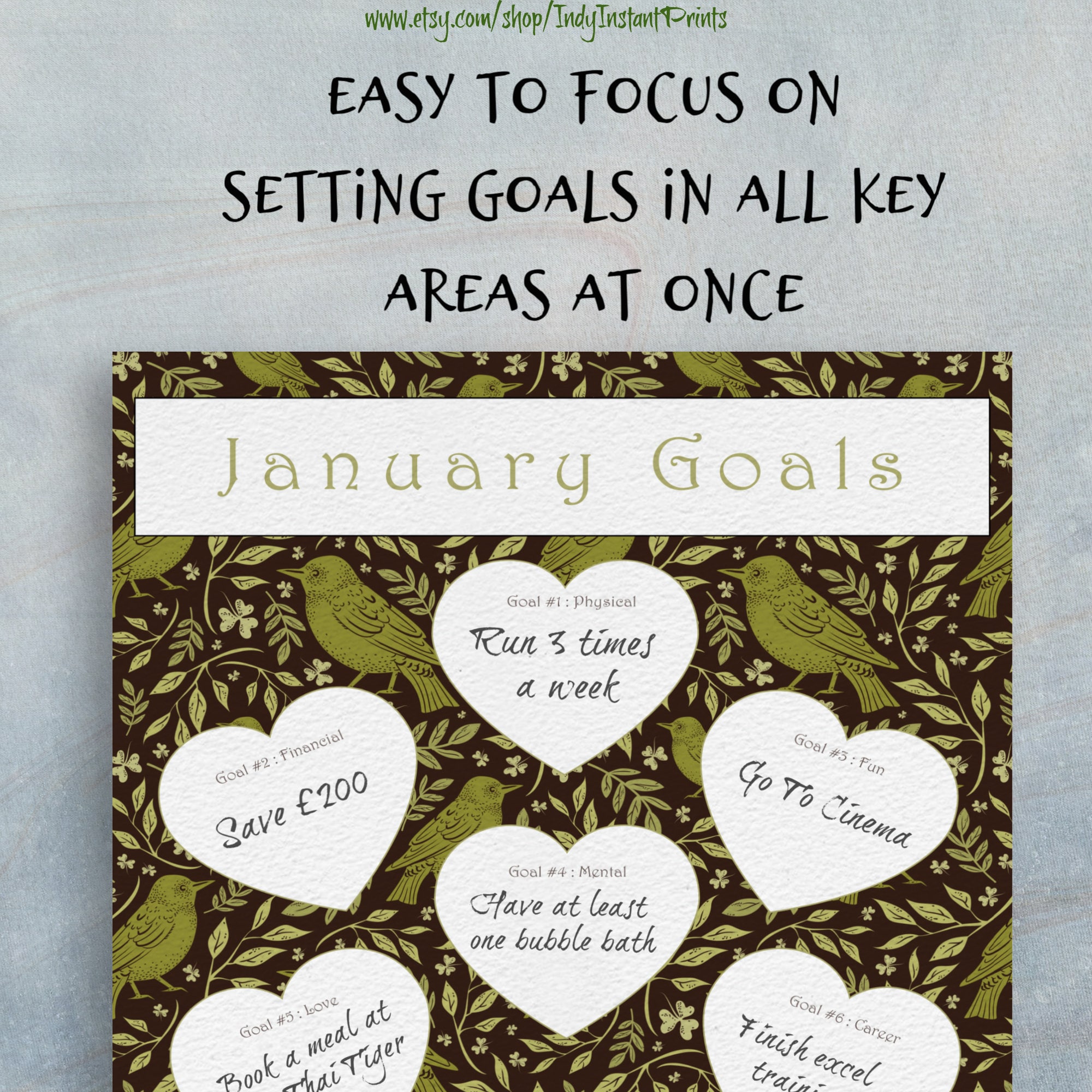 12 Month Printable Goal Setting Planner With 7 Different Goals - Etsy