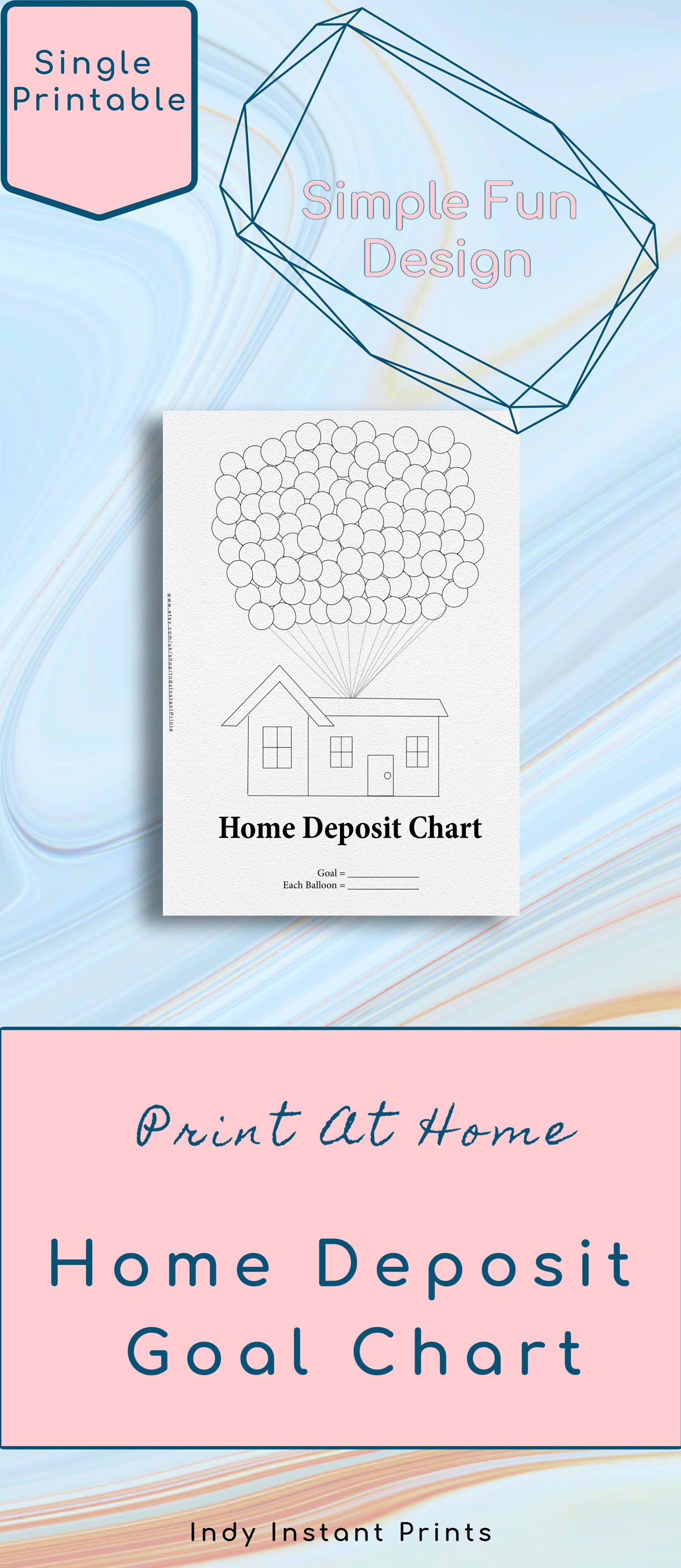 Home Deposit Chart Instant Download. Savings Goal With 100 Balloons ...