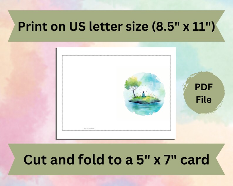 5 Pack Blank Cards Printable Card Mindfulness Meditation Instant ...